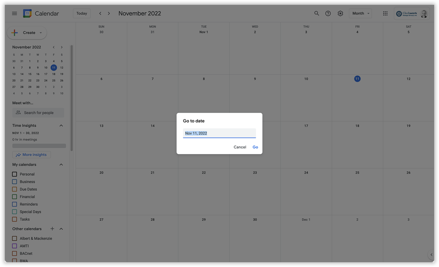 Using the “Jump to date” Feature in Google Calendar