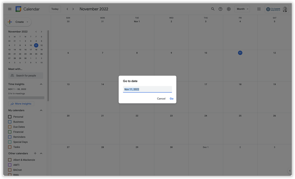 Using the “Jump to date” Feature in Google Calendar